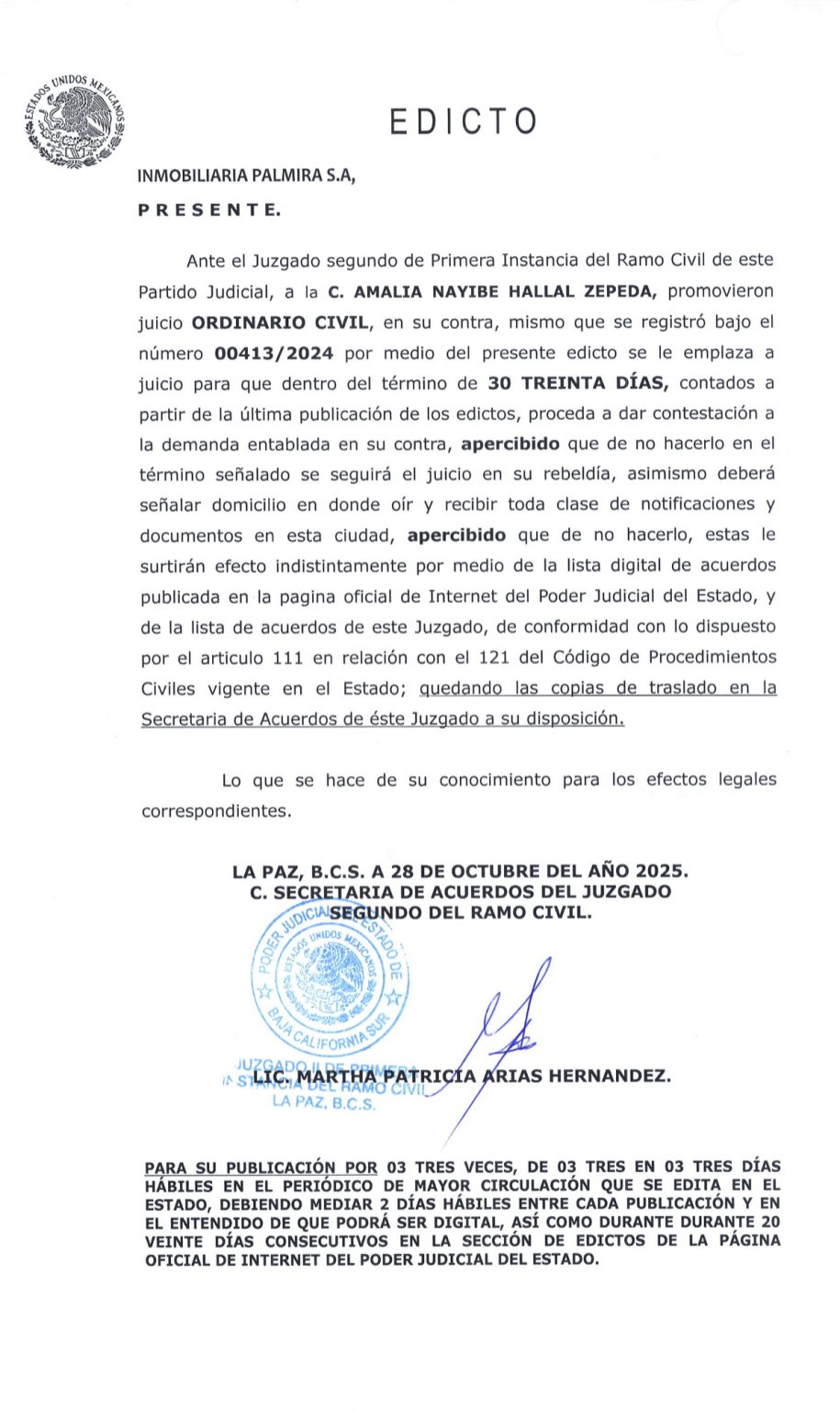 EDICTO 00413/2024 – El Peninsular